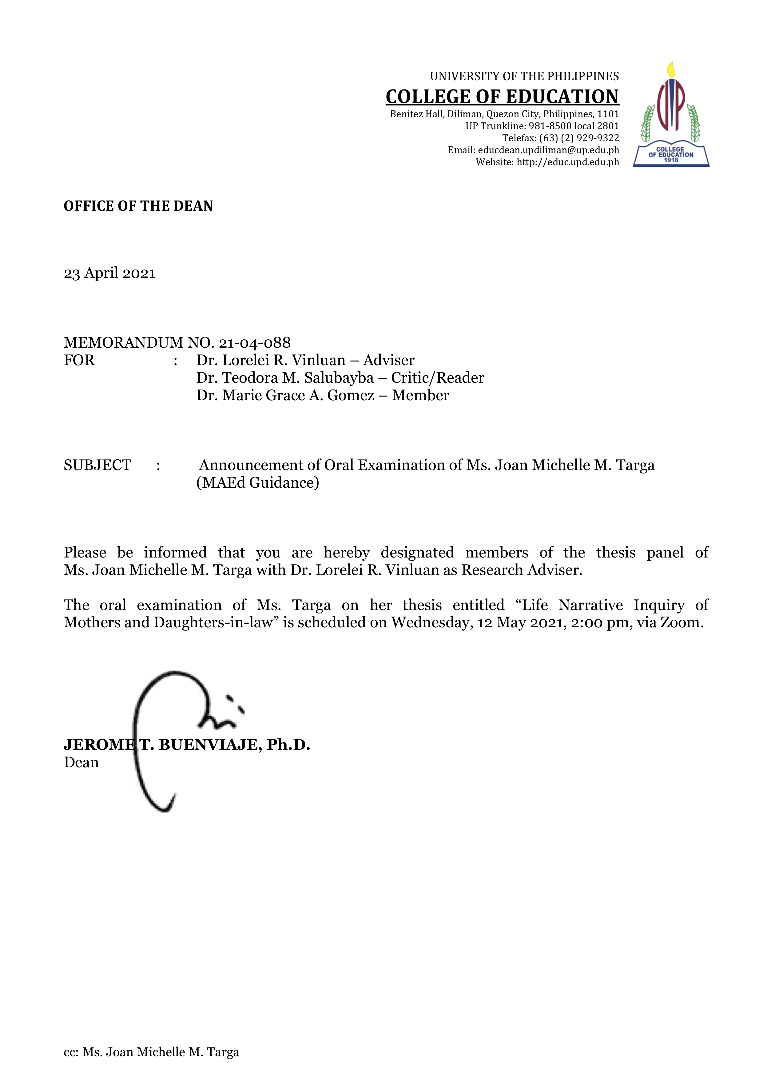 April 2021 – College of Education