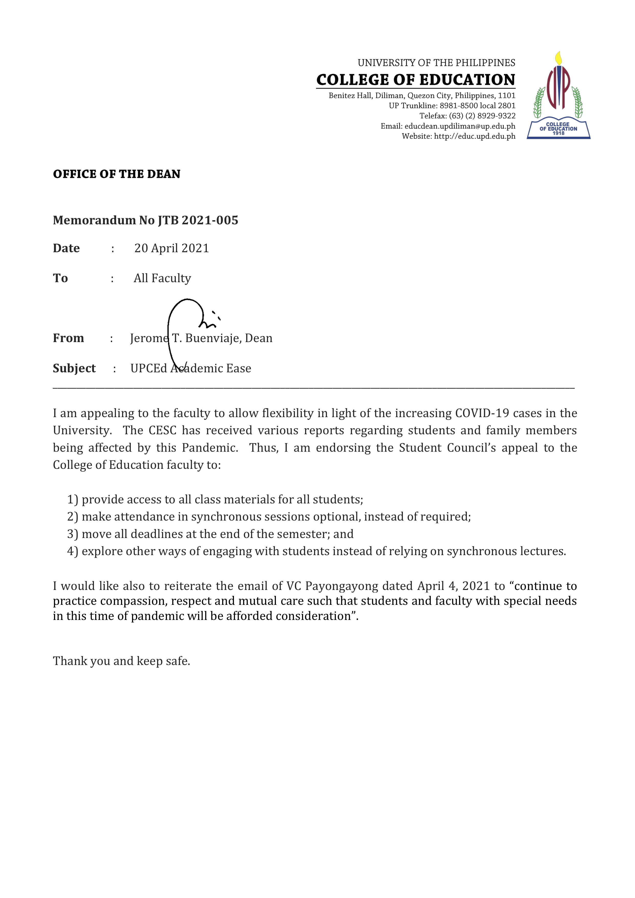 April 20, 2021 – College of Education